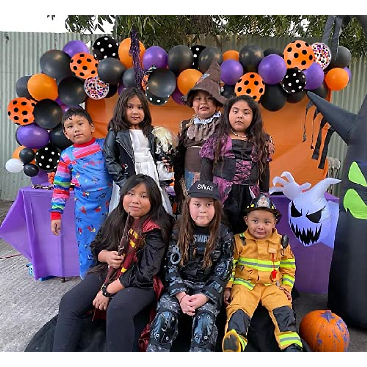 Bonropin Halloween Balloon Garland Arch kit with Halloween Spider Web, Boo Aluminum Foil Banner Balloons, Spider Balloons, Black Orange Purple Confetti Balloons for Halloween Day Party Decorations