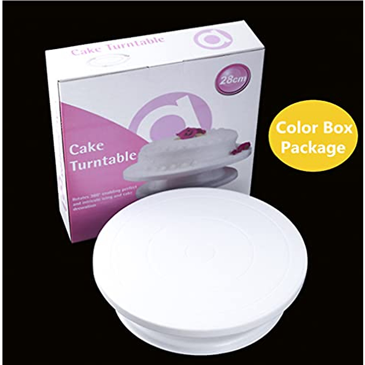 11 Inch Rotating Cake Turntable Stand, Revolving Turn Table Top for Cake Decorating, Rotary Round Cake Stand for Pastries Cookies Cupcakes Decorating Display Tool (White)