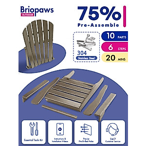 BRIOPAWS Adirondack-Chairs-Set of 2 | Wood Grain | Fire Pit Chair | Oversized | HDPE Plastic | Weather Resistant | for Deck Outdoor Poolside Campfire