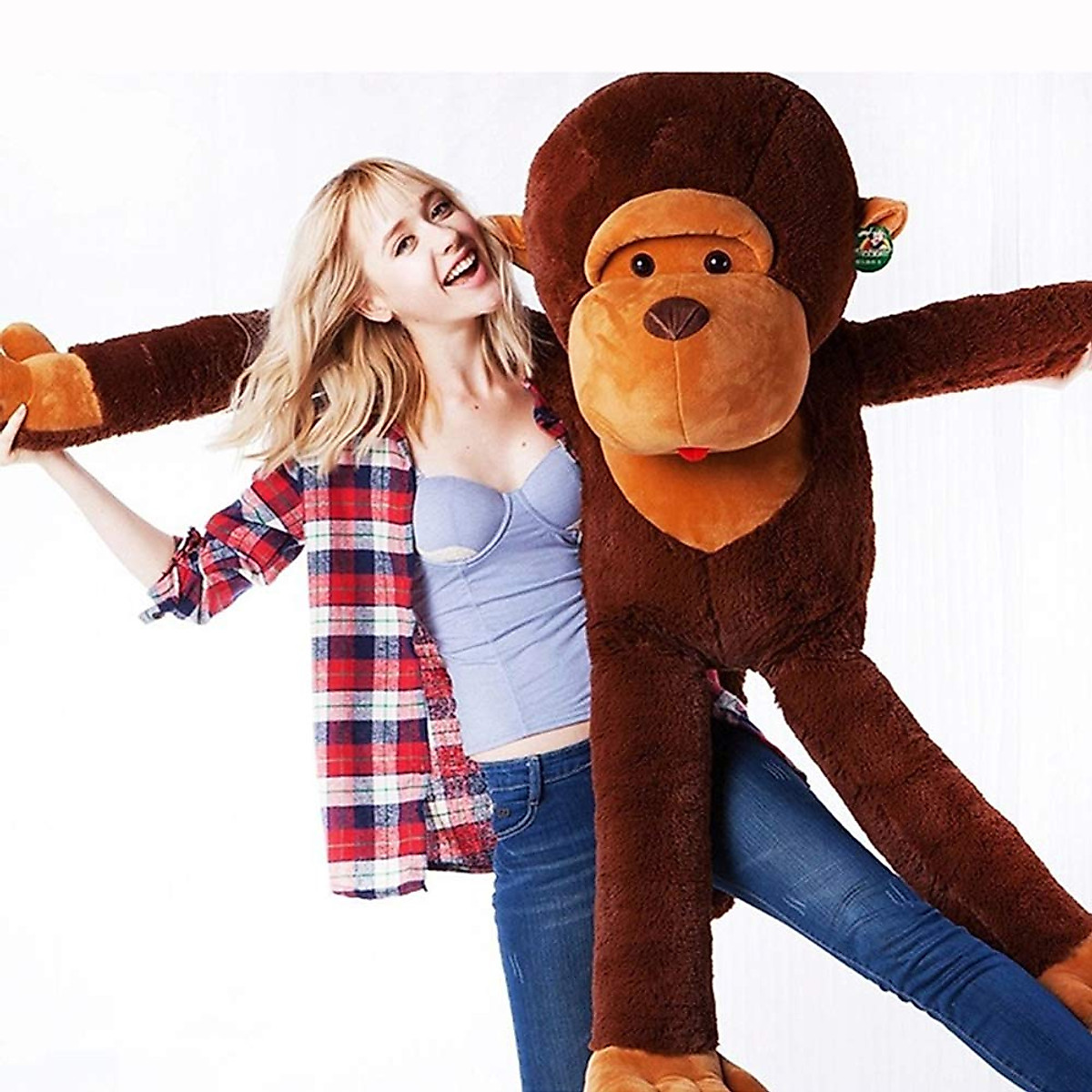 YunNasi Large Stuffed Monkey Giant Monkey Stuffed Animal Big Stuffed Gorilla Plush Toy Gifts for Kids and Girlfriends (43.3 Inches)