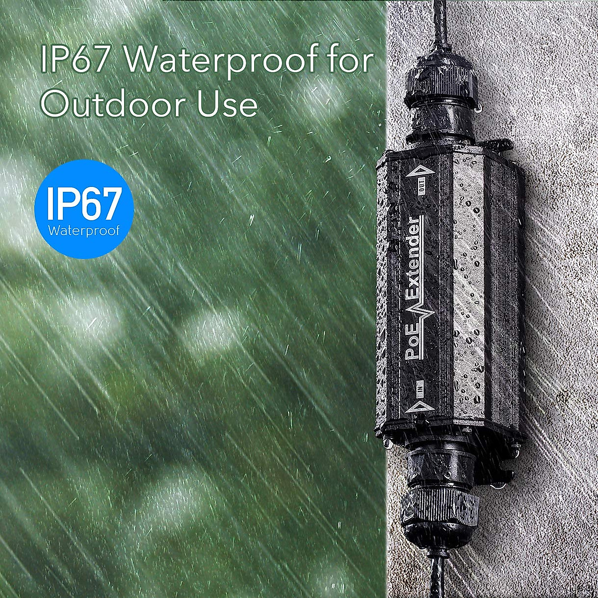 Cudy POE15 Gigabit Outdoor Waterproof IP67 PoE + Extender, 10/100/1000Mbps, PoE Repeater, PoE Amplifier, BOE PoE, Wall Mount, IEEE 802.3at/802.3af, Wall Mount
