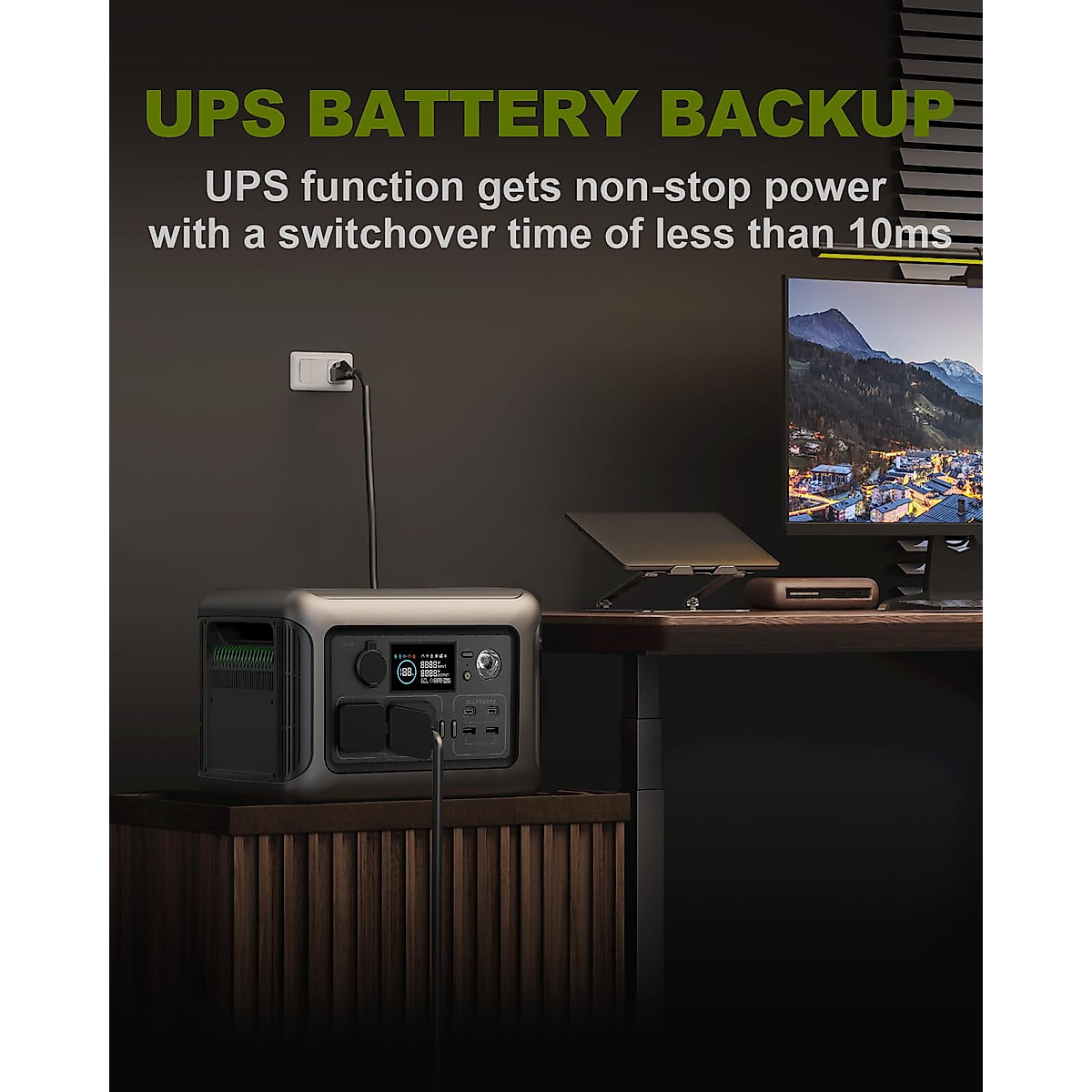 [Upgraded Version] ALLPOWERS R600 Super-Quiet Portable Power Station, 299Wh 600W LiFePO4 Battery Backup with UPS Function, 400W Max Input, MPPT Solar Generator for Outdoor Camping, RVs, Home Use