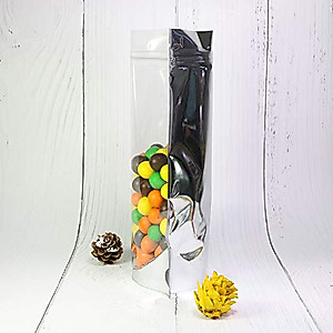 QQ Studio Clear Window Aluminum Mylar Heat Sealable Standup QuickQlick™ Bags (100 Pack) (Clear/Silver, Standup 2oz)