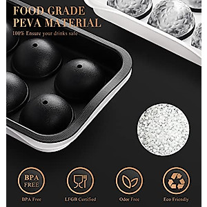 ICEXXP Whiskey Ice Ball Maker, [Fill without Funnel & Easy Release] 2.2'' Round Large Ice Cube Trays with Cover, Reusable Sphere Silicone Ice Tray with Lids for Bourbon, Brandy, Gift for Whisky Lover