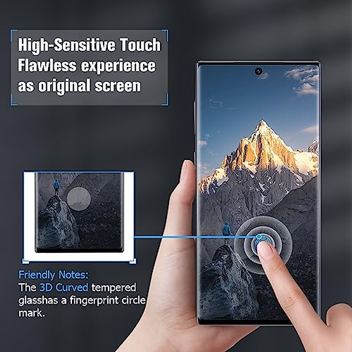 [2+2 Pack] Galaxy Note 10 Glass Screen Protector, HD Clear 9H Tempered Glass,Compatible Fingerprint, 3D Curved, Bubble-Free for Samsung Galaxy Note 10 Screen Protector (6.3")