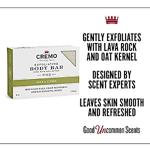 Cremo Exfoliating Body Bars Sage & Citrus - A Combination of Lava Rock and Oat Kernel Gently Polishes While Shea Butter Leaves Your Skin Feeling Smooth and Healthy (Pack of 3)