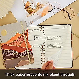 EOOUT 2 Pack Spiral Notebook Journals for Women, A5 Size 5.7x 8.5 Inches College Ruled Hardcover Spiral Journal, 160 Pages 2 Abstract Sun and Moon Design Back Pocket, for Office School Supplies Gifts