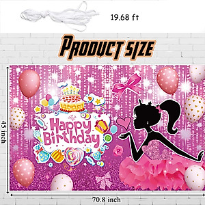 Princess Birthday Party Backdrop Photography Background Pink Party Banner for Girl Birthday Party Baby Shower Cake Table Decorations Happy Birthday Banner,71x45 inch