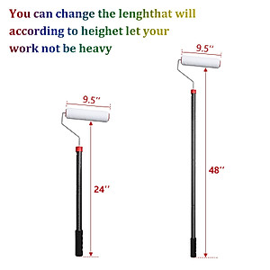 BsBsBest Paint Roller Extension Poles 4 FT Paint Roller kit with Brush Stainless Steel Poles Splicing Rod House Mural Brush for Walls and Ceiling