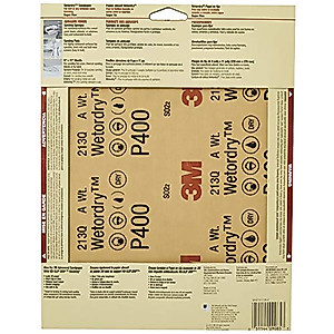 3M Wetordry Sandpaper, 9 in. x 11 in., 400 Grit, 5 Sheets/Pack