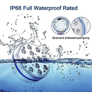 Sunyel Submersible LED Pool Lights, Battery Operated Color Changing Underwater LED Light Waterproof with Remote (2 Packs)