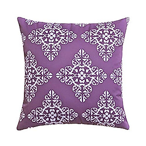 Andreannie Pack of 4 Outdoor Waterproof Double-Sided Printing Decorative Throw Pillow Cover Cushion Case for Garden Tent Park Farmhouse Polyester Both Sides Square 18 x 18 inches (Set of 4 Purple)