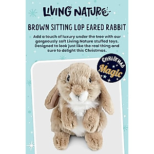 Living Nature Brown Sitting Lop Eared Rabbit Stuffed Animal | Fluffy Rabbit Animal | Soft Toy for Kids | 7 inches