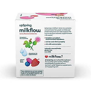 UpSpring Milkflow Electrolyte Breastfeeding Supplement Drink Mix with Fenugreek | Berry Flavor | Lactation Supplement to Support Breast Milk Supply & Restore Electrolytes* | 16 Drink Mixes