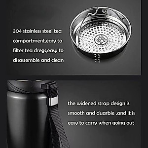WAASS Insulated Water Bottle - Hot and Cold Travel Flask with leakproof Lid - Perfect for Hot Coffee & Tea (Black)