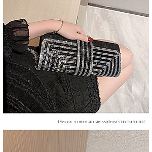 Women Evening Rhinestone Bags,Wedding Cocktail Prom Clutches Party Sparkling Rhinestone Purse (Black)