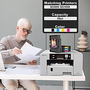 Spaceink SG500 SG1000 Sublimation Ink Cartridges for SAWGRASS Virtuoso SG500 SG1000 Printers - Upgraded Firmware 3.03 - (1*Black, 1*Cyan, 1*Magenta, 1*Yellow)