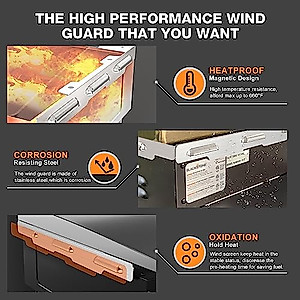 Wind Guard for Blackstone 22" Griddle,Stainless Steel Magnetic for Blackstone Griddle Accessories Fit for Grease Catcher,Hood,Side Shelf,Protect Flames Hold Heat,Wind Screen Gear for Grill Gas Saving