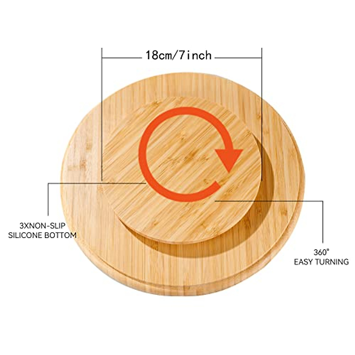 HAOBYBL Lazy Susan Organizer 11" Wooden Lazy Susan for Table 360 Degree Rotating Spice Rack with Non-Slip Mat, for Pantry Countertop, Table Storage
