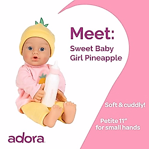 Adora Sweet Baby - 11” Soft & Cuddly Baby Doll, Realistic Features, Gentle Scent, Machine Washable, Lightweight & Easy to Hold | Adorable Playmate (Pineapple)