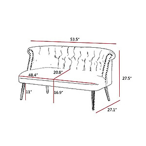 JEEOHEY Small Loveseat Sofa, 53.5" Modern Upholstered Button Tufted Velvet 2-Seat Sofa Small Love Seat Couch for Small Space, Living Room, Bedroom and Apartment, Beige