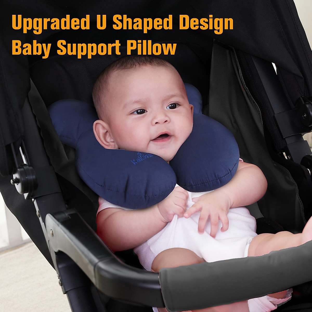 KAKIBLIN Baby Travel Pillow, Infant Head and Neck Support Pillow for Car Seat, Pushchair, for 0-1 Years Old Baby (Blue)