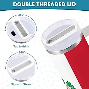 40 Oz Peru State Flag Stainless Steel Tumbler with Straw and Handle Fall Insulated Tumbler