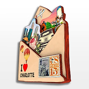 Charlotte North Carolina USA America Fridge Magnet Wooden Collection 3D Wood Handmade Travel City Souvenirs Refrigerator Magnet Home Decoration Gift -67