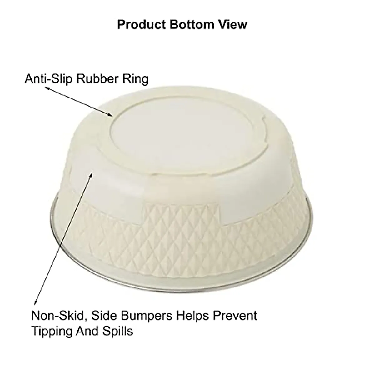 PetRageous 16010 Kona Stainless Steel Non-Slip Dishwasher-Safe Dog Bowl 3.75-Cup 6.75-Inch Diameter 2.5-Inch Tall for Medium and Large Dogs and Cats, White