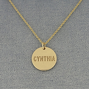 Soul Jewelry Tiny 1/2 Inch Round Disc Charm Pendant Solid 10K Gold Personalized Deep Laser Engraved Any Name GC04 (16)