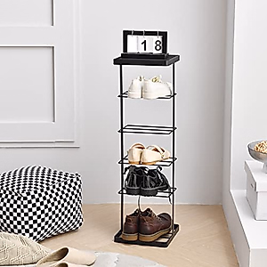 Shoe Rack Shoe Shelf Stackable Shoe Rack Shoe Rack, Household Multilayer Metal Shoe Shelf Vertical Shoe Storage Organiser - Entryway Hallway Bedroom Shoe Organiser Rack Shoe Bench Stackable Shoes Rac
