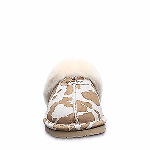 BEARPAW Women's Loki Exotic Tan Cow Print Size 7 | Women's Slipper | Women's Shoe | Comfortable & Lightweight