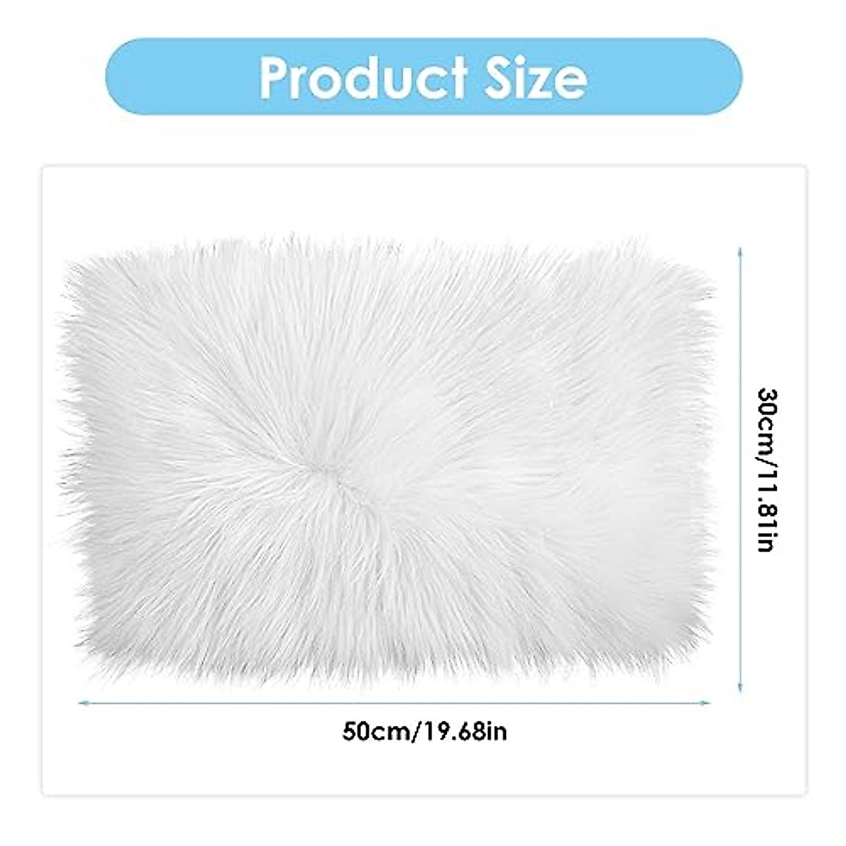 WLLHYF White Faux Fur Rug, 20x12inch Ultra Soft Area Rugs Small Luxury Fluffy Rugs for Bedroom Bedside Rug Furry Carpet Living Room Carpet for Dorm Home Decor (White)