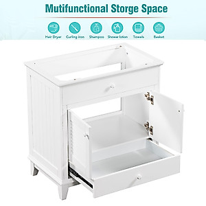 Ymlpre 30" Bathroom Vanity Cabinet Without Sink Top, Modern Bathroom Storage Cabinet with 2 Shutter Doors, 1 Drawer, Sink Basin Not Included, Freestanding Bathroom Vanity Base Without Sink, 30" A