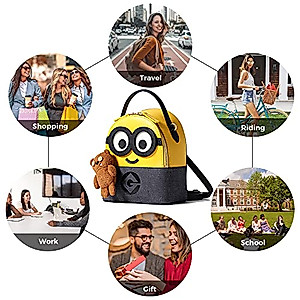 FION x Minions Mini Backpack Cute Leather Backpack Purse Small Handbag Shoulder Bag with Convertible Straps (Bear Minion)