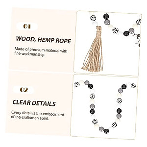 Artibetter 3pcs String Rope Wooden Beads wood beads tassel spring beads wood beads ornaments farmhouse bead garland rustic garland home accents decor Tassel Beads Pendant tray rural