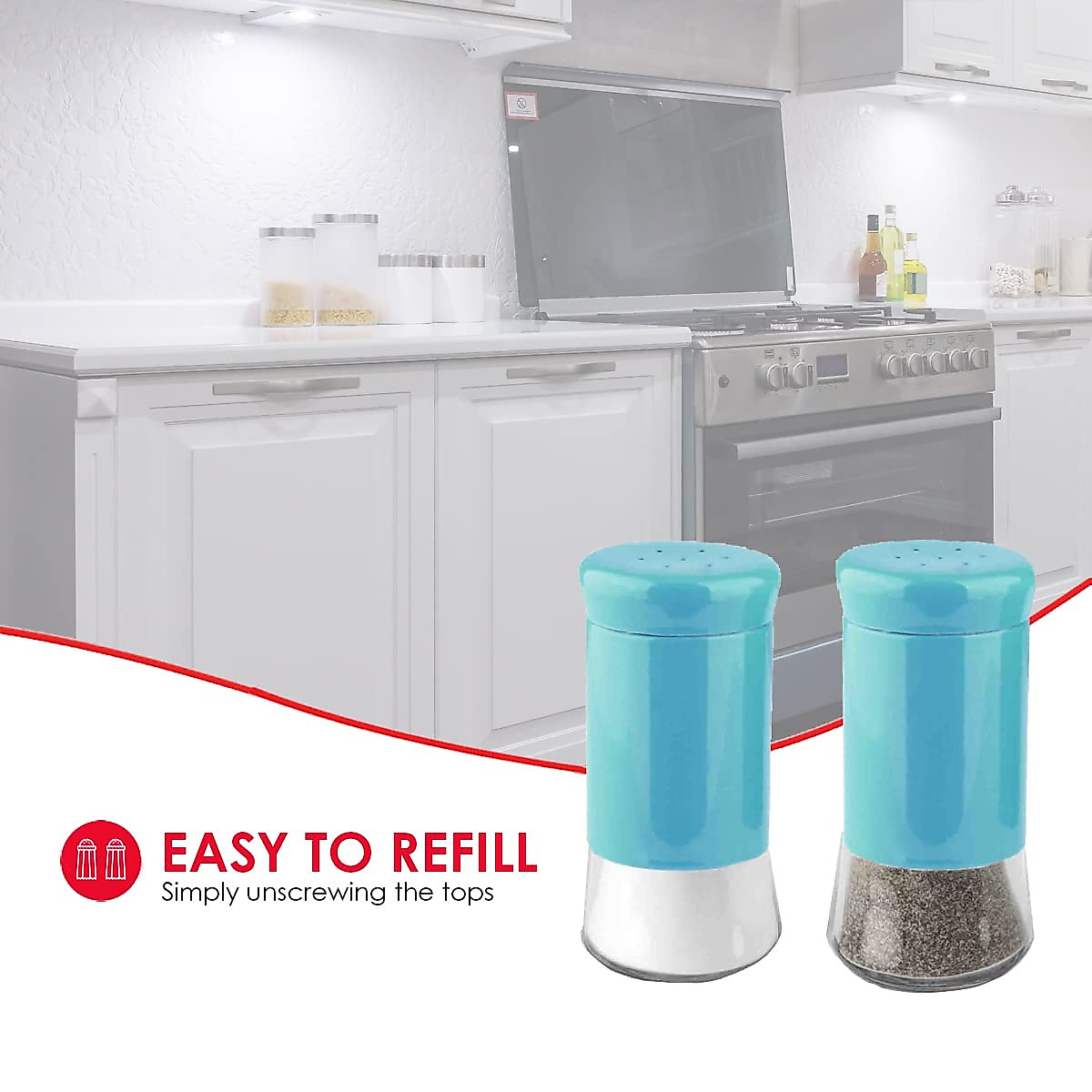 Home Basics Essence Collection Salt and Pepper Shaker Set, Turquoise Blue