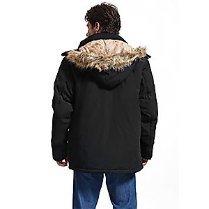 Yozai Men's Winter Coats, Warm Winter Jackets for Mens Ski Snow Jacket Snowboard Water Resistant Jacket Mountain Windbreaker Detachable Hooded Parka Black Medium