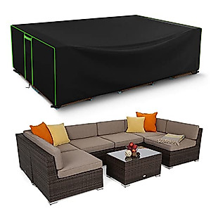 Patio Furniture Covers, Outdoor Furniture Cover Waterproof, 600D Outdoor Table and Chairs Set Cover, 126"L×64"W×28"H Rectangular Outdoor Sectional Cover