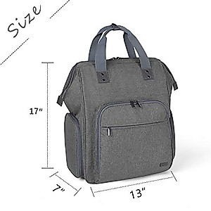 LUXJA Breast Pump Bag with Compartments for Cooler Bag and Laptop, Breast Pump Backpack with Breastmilk Bottle Pockets (Fits Most Major Breast Pump, Suitable for Working Mothers), Gray