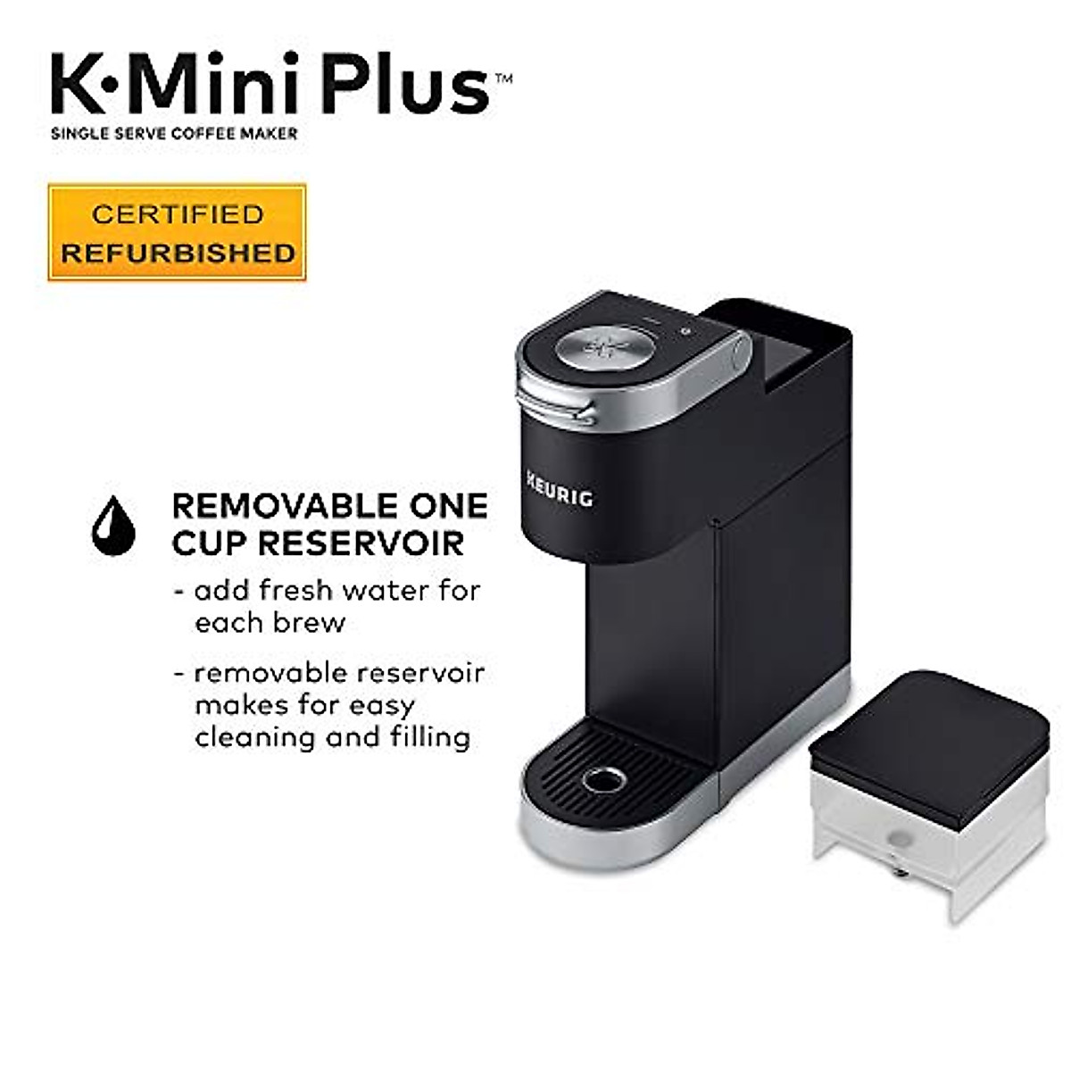 Keurig K-Mini Plus Coffee Maker, Certified Refurbished, Black (Renewed)