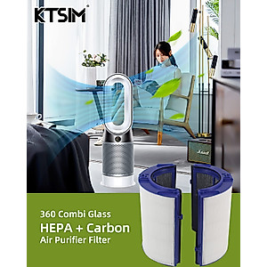KTSIM 360 Combi Glass HEPA+Carbon Air Purifier Filter Compatible with Dyson TP06, HP06, PH02 Air Purifier and More