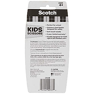 Scotch 5" Soft Touch Blunt Kid Scissors, Magenta, Ideal for School and At-Home Crafting Projects (1442B)