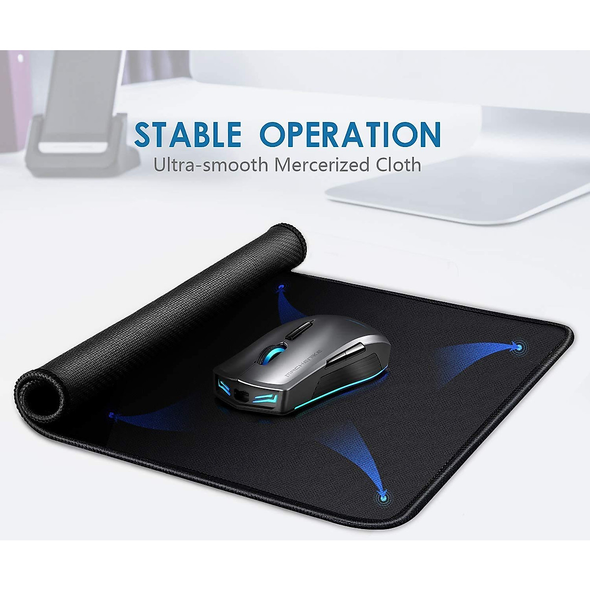 3 Mouse Pad Stitched Edges Premium-Textured Large Mouse Pads Mat Natural Non-Slip Rubber Base Mousepad for Laptop, Computer & PC, 11 x 8.7 inches, Black