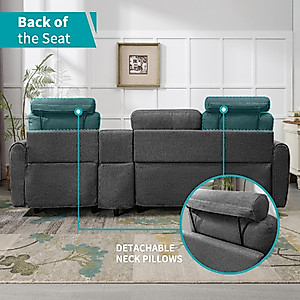 BALUS 88" W Reversible Living Room Sofa, Convertible L-Shaped Combination Sofa with Upholstery, Recliner with Storage, Modern Combination Sofa, belfin Combination Combination Sofa (Dark Grey)