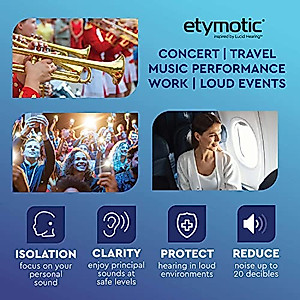 Etymotic Research ER20XS High-Fidelity Earplugs (Concerts, Musicians, Airplanes, Motorcycles, Sensitivity and Universal Hearing Protection) - Standard Fit, Clear Stem, Clear/Frost, 1 Count (Pack of 1)