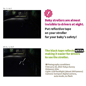 Reflective Tape for Baby Stroller Black, 14cm 6pcs (4pcs 5.5 x 1.9in, 2pcs 5.5 x 0.7in), Retroreflective Tape to Make Your Stroller More Visible at Night. Also Suitable for Bicycles, Motorbikes etc.