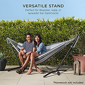 Best Choice Products Portable Heavy-Duty 9ft Steel Hammock Stand w/Built-in Wheel, Carrying Case, Weather-Resistant Finish, 450lb Capacity