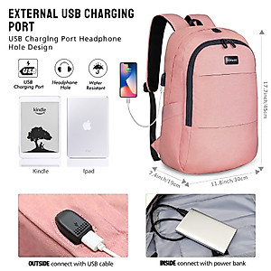 ZOMAKE Travel Laptop Backpack for Women Men:Anti Theft Water Resistant College School Bag - Computer Bookbag with USB Charging Port Business Work Backpacks Fits 15.6 Inch Laptop (15.6 Inch,a-pink)