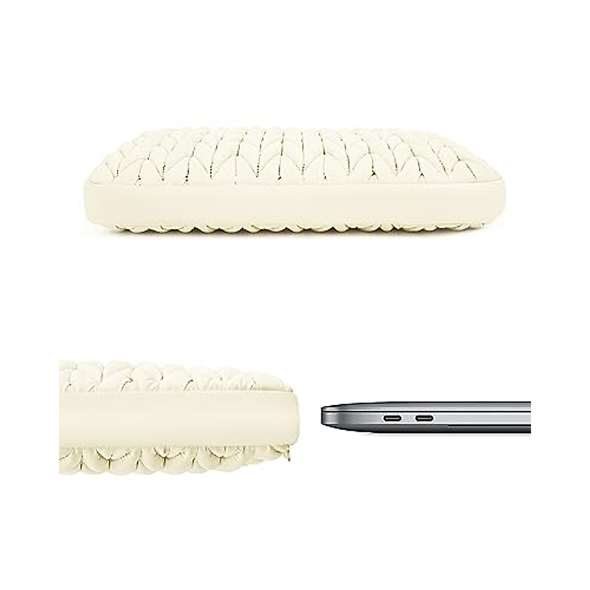 Puffy Laptop Sleeve 13 Inch 14 Inch, Shockproof Water-Repellent Cute Laptop Case for Women, Quilted Puffer Laptop Cover Compatible with MacBook Air M2 M1, MacBook Pro 13 in 14 in, iPad Pro 12.9